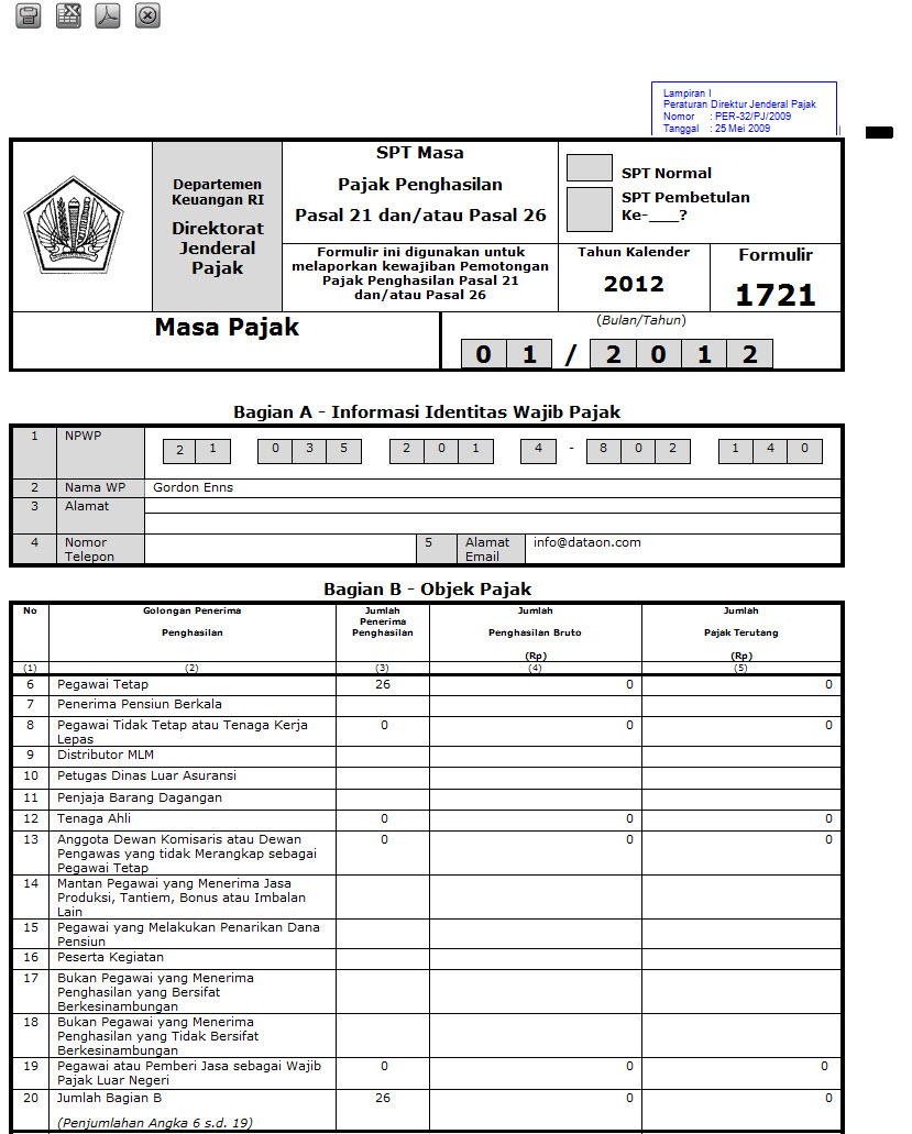 to show SPT Masa report and the following report will appear.